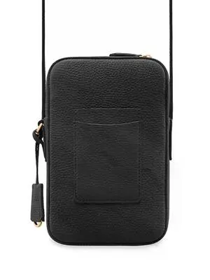 MAISON DE SABRE Leather Zip Phone Pouch - Black