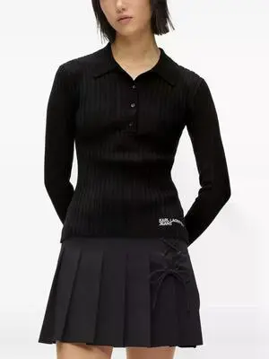 Karl Lagerfeld Ribbed Knitted Polo Shirt - Black