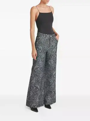 TEMPERLEY LONDON Floral Jacquard Wide-leg Jeans - Black