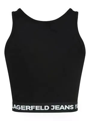 Karl Lagerfeld Logo Waistband Cropped Tank Top - Black