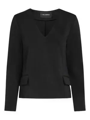 Karl Lagerfeld Flap-pocket Top - Black
