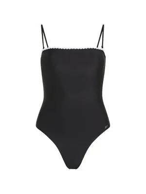 Karl Lagerfeld Scallop-trim Swimsuit - Black