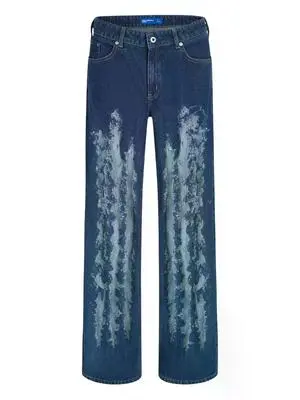 Karl Lagerfeld Distressed Straight Leg Jeans - Blue
