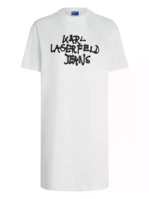 Karl Lagerfeld Graffiti Crewneck Dress - White
