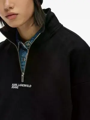 Karl Lagerfeld Embroidered Logo Half-zip Sweatshirt