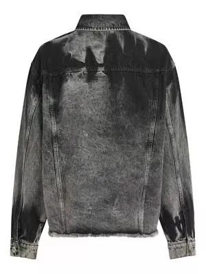 Karl Lagerfeld Bleached Fringed Denim Jacket