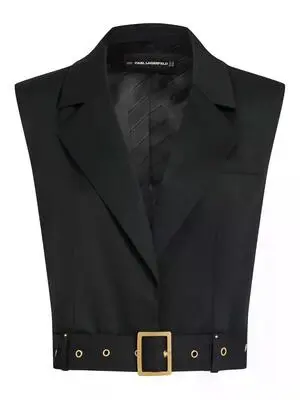 Karl Lagerfeld Studded Belted Waist Gilet - Black