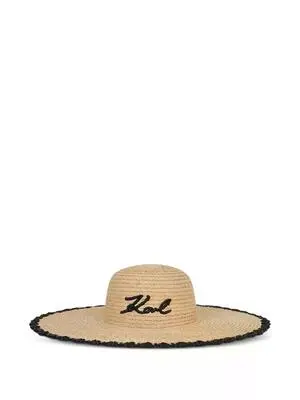 Karl Lagerfeld Wide Brim Sun Hat - Neutrals