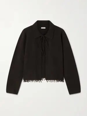 BODE Embellished Wool And Cashmere-blend Cardigan - Brown