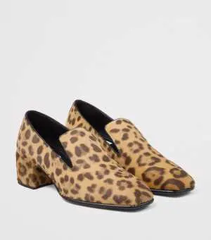 JIMMY CHOO Eliot Leopard Print Pony Hair Heeled Loafers - Neutral