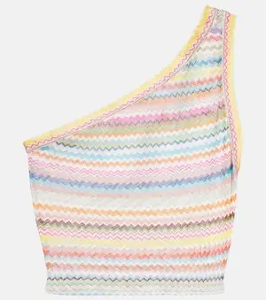 Missoni Zigzag One-shoulder Crop Top - Multicoloured