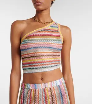 Missoni Zigzag One-shoulder Crop Top