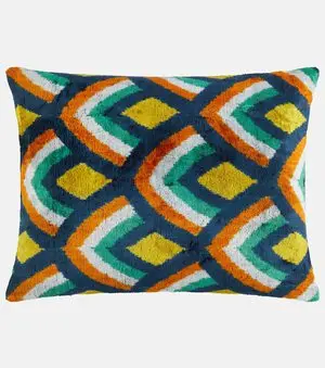 LES-OTTOMANS Silk And Cotton Velvet Cushion - Multicoloured