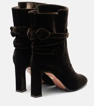 AQUAZZURA Velvet Bow Ankle Boots
