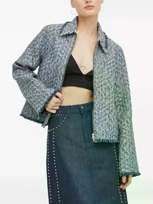 SAMSOE SAMSOE Tweed-effect Zip-up Jacket - Blue