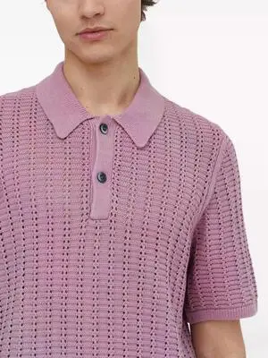 SAMSOE SAMSOE Open-knit Short-sleeve Polo Shirt