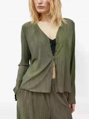 SAMSOE SAMSOE Buttoned Pleated Long Sleeve Top