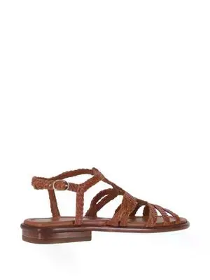 LA ROSE Woven Leather Flat Sandals