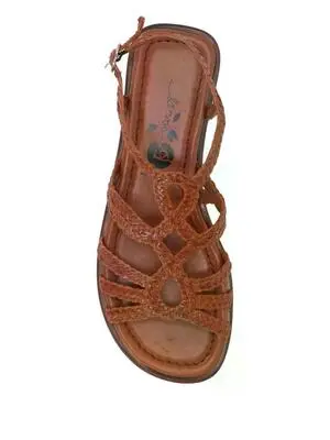 LA ROSE Woven Leather Flat Sandals