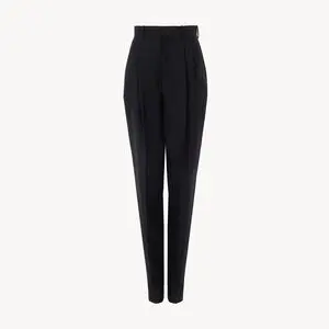 Chloé High-rise Wide-leg Wool Trousers - Black