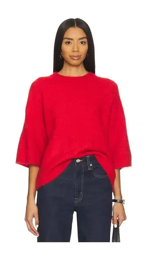 PISTOLA Micah Short Sleeve Crewneck Sweater - Red