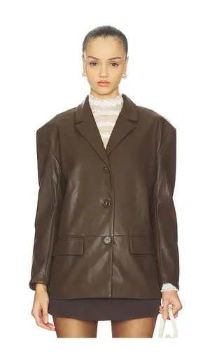 MAUDE CLUB Brenda Faux Leather Jacket - Brown