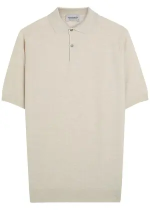 John Smedley Waffle Merino Wool Polo Shirt - Beige