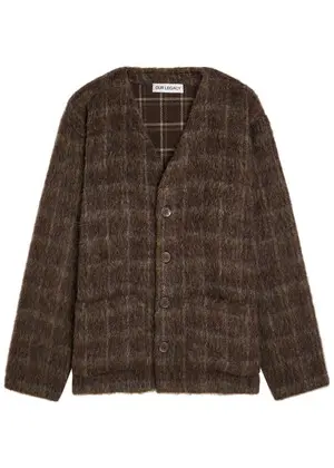 Our Legacy Checked Brushed Wool-blend Cardigan - Multicoloured 1