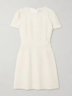 Carolina Herrera Embellished Wool-blend Crepe Mini Dress