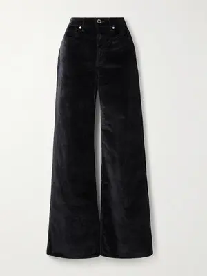 Veronica Beard Taylor Velvet Wide-leg Trousers - Black
