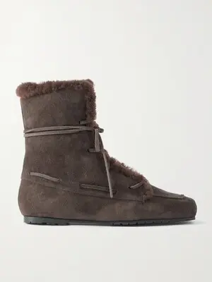 AeydĒ Paul Shearling Ankle Boots - Brown