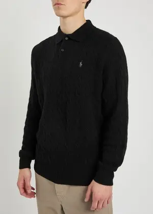 Polo Ralph Lauren Cable Knit Wool And Cashmere-blend Polo Jumper