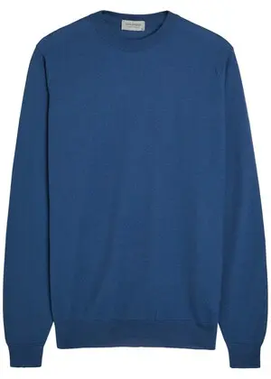 John Smedley Waffle Merino Wool Jumper - Blue