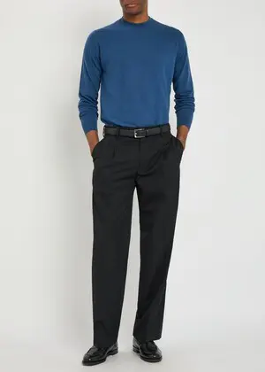 John Smedley Waffle Merino Wool Jumper - Blue