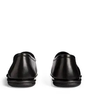 Giorgio Armani Leather Monogram-embroidered Loafers