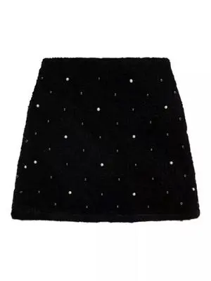FRAME Pearl Embellished Mini Skirt - Black