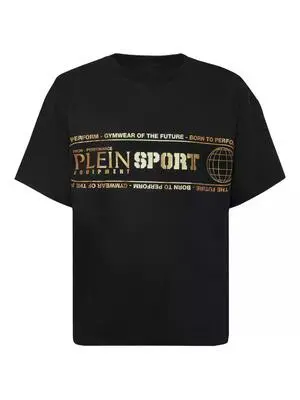 PLEIN SPORT Lettering-print Crew-neck T-shirt - Black