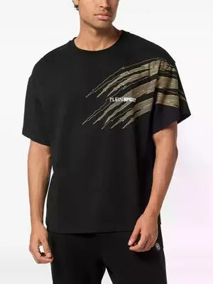 PLEIN SPORT Scratch-detail T-shirt - Black
