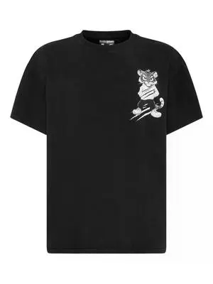 PLEIN SPORT Tiger-scratch Fleece T-shirt - Black