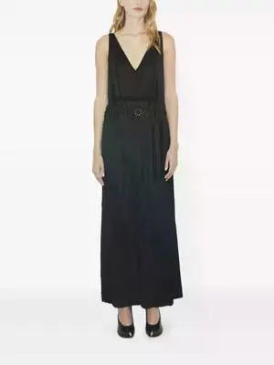 Tory Burch Sleeveless V-neck Maxi Dress With Fringe And Embellishment - Black