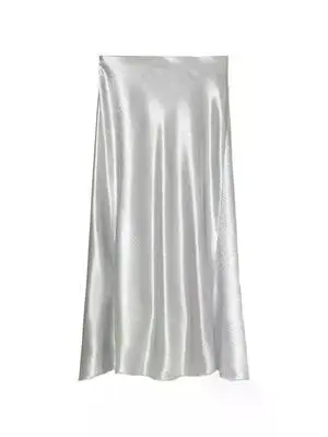 Tory Burch Satin Midi Skirt - Silver