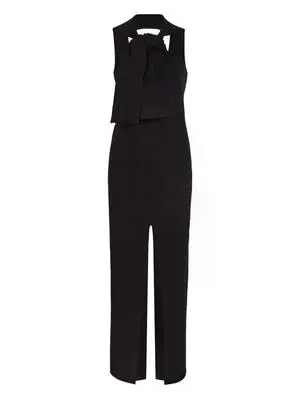 A.W.A.K.E. Mode Neck-tie Midi Dress - Black