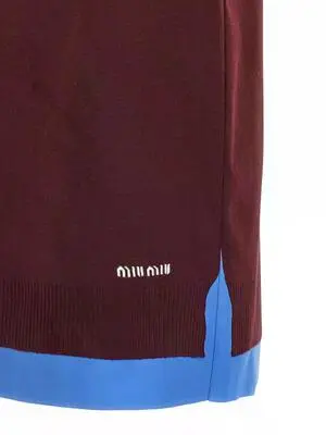 Miu Miu Embroidered Logo Midi Skirt - Red