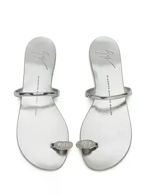 GIUSEPPE ZANOTTI Embellished Thong Sandals - Silver
