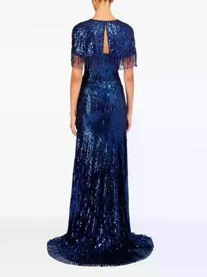 Jenny Packham Dazzle Dream Sequin Cape With Fringed Detailing