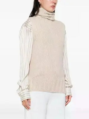 ELY ELY Ribbed Knit Turtleneck Vest - Neutrals