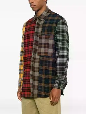 SONG FOR THE MUTE Color-block Check Shirt