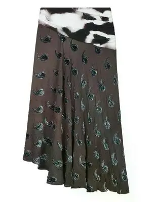 Tory Burch Paisley Pattern Asymmetric Midi Skirt