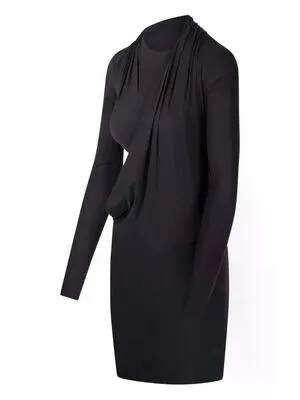 AMAZUIN Draped Cutout Long Sleeve Dress