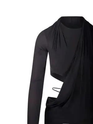 AMAZUIN Draped Cutout Long Sleeve Dress